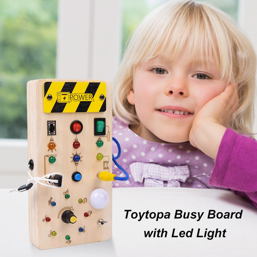 Wooden Busy Board for Kid Child Montessori Busy Board No Toxic LED ...