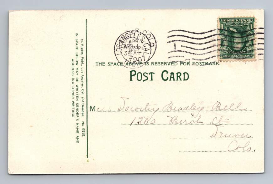 San Pedro Boat Harbor ~ Antique Hand Colored Los Angeles Collotype ...