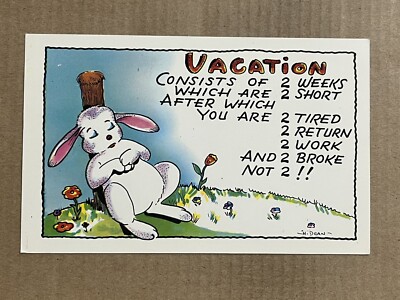 Postcard Humor Cartoon Comic Vacation Rabbit Bunny Signed H Dean ...