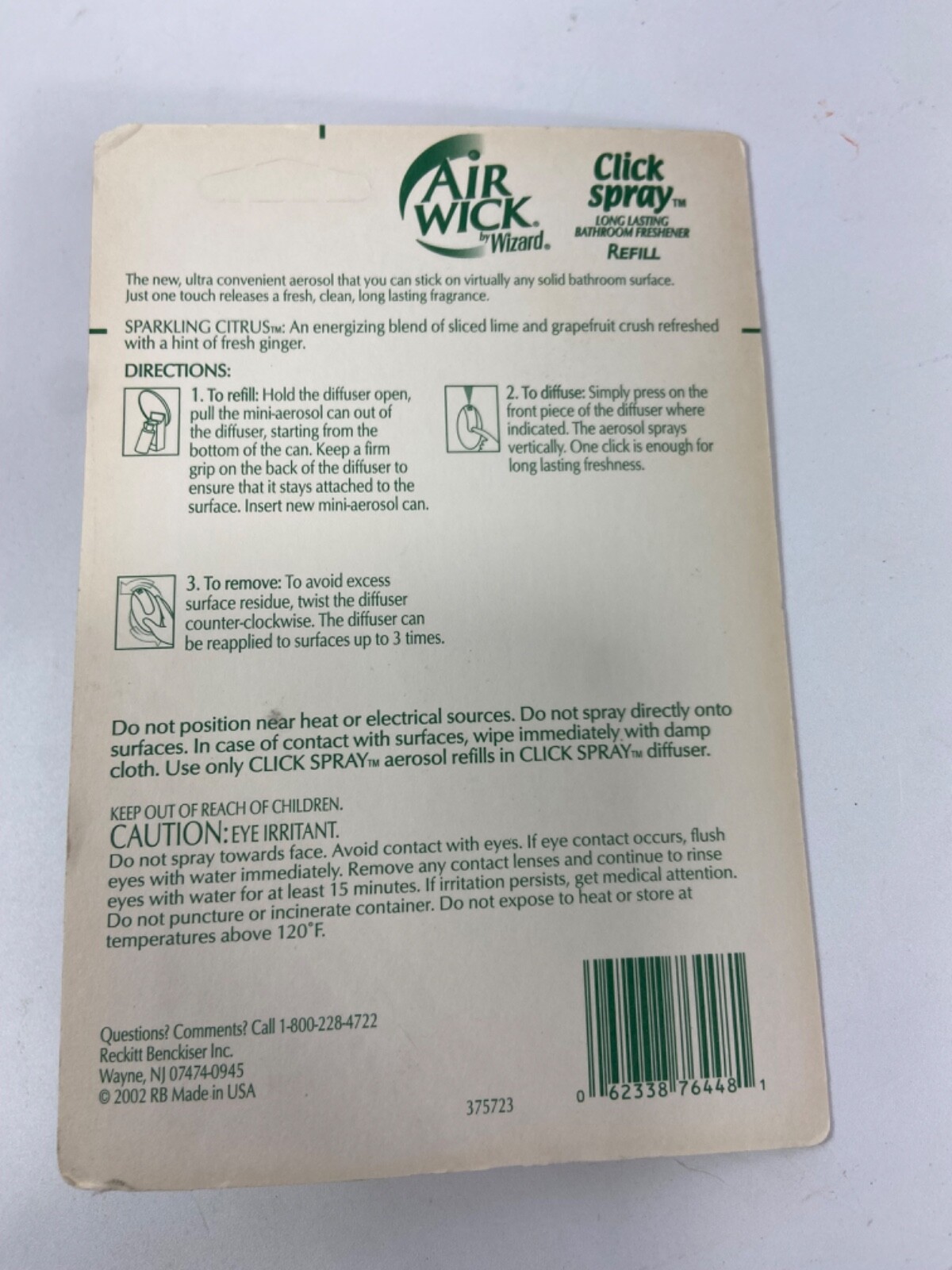 Wizard Air Wick Click Spray Sparkling Citrus .32 oz Refill and used ...