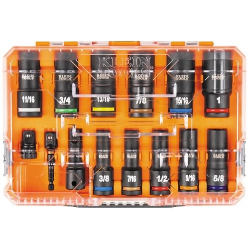 Klein Tools 14 Piece Deep Well Impact Socket Set With Knect Adapter And ...