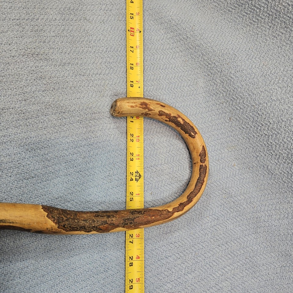 Vtg Bentwood Curved Handle with Bark Cane Walking Stick 37.5” Solid ...