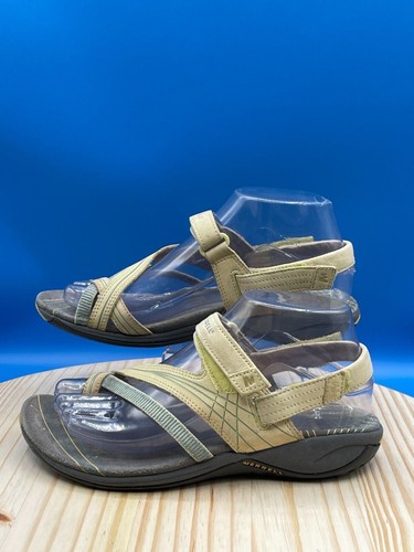 Merrell Flat Slingback Sandal Women's Sz 7 Yellow Leather Open Toe Hook ...