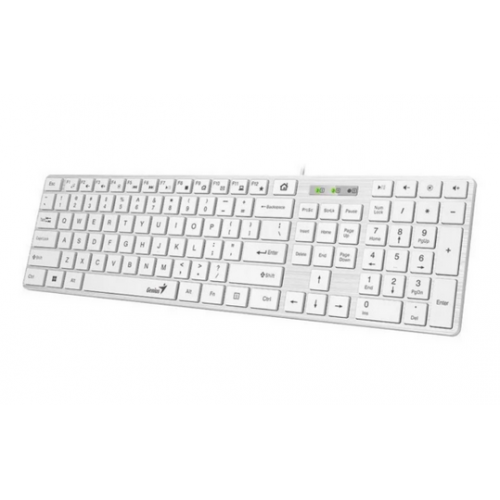 Genius SlimStar 126 Wired USB Keyboard 104 Keys + 12 Multimedia White ...