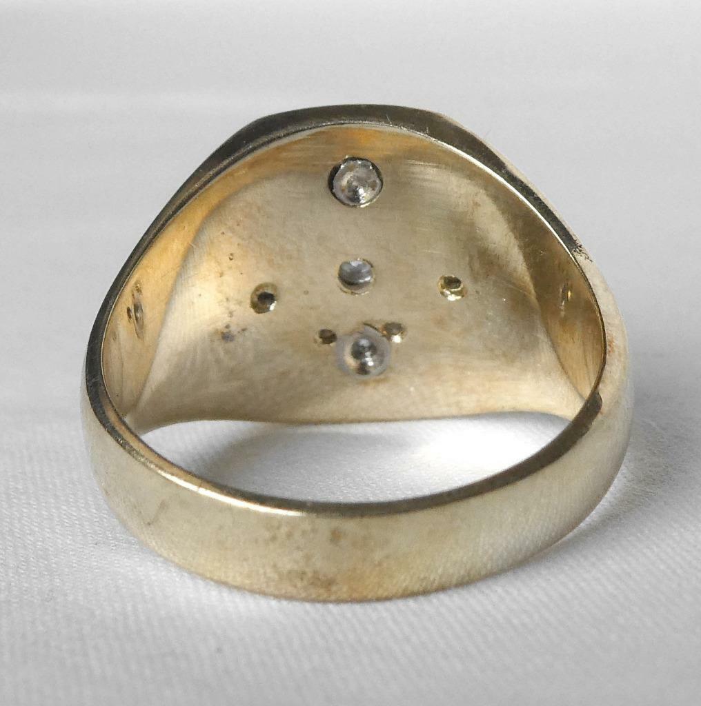 Heavy Vintage 14k Gold Diamond Masonic Freemason Ring New Old Stock Sz ...