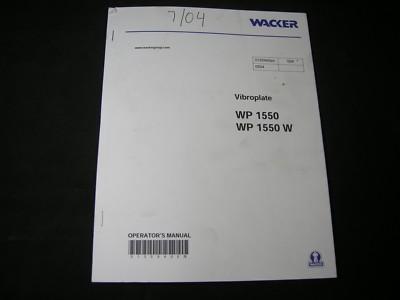 Wacker WP 1550 WP 1550 W Vibroplate Compactor Operator Maintenance ...
