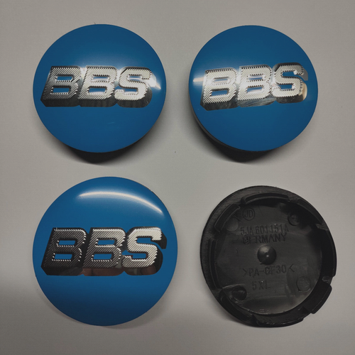 4X BBS 56mm Alloy Wheel Centre Cap Hub Center Caps 5.6cm Blue / Silver ...