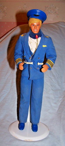 Vintage 1989 Blonde Ken Airplane Pilot Doll w/Hat, Stand-Estate Sale ...
