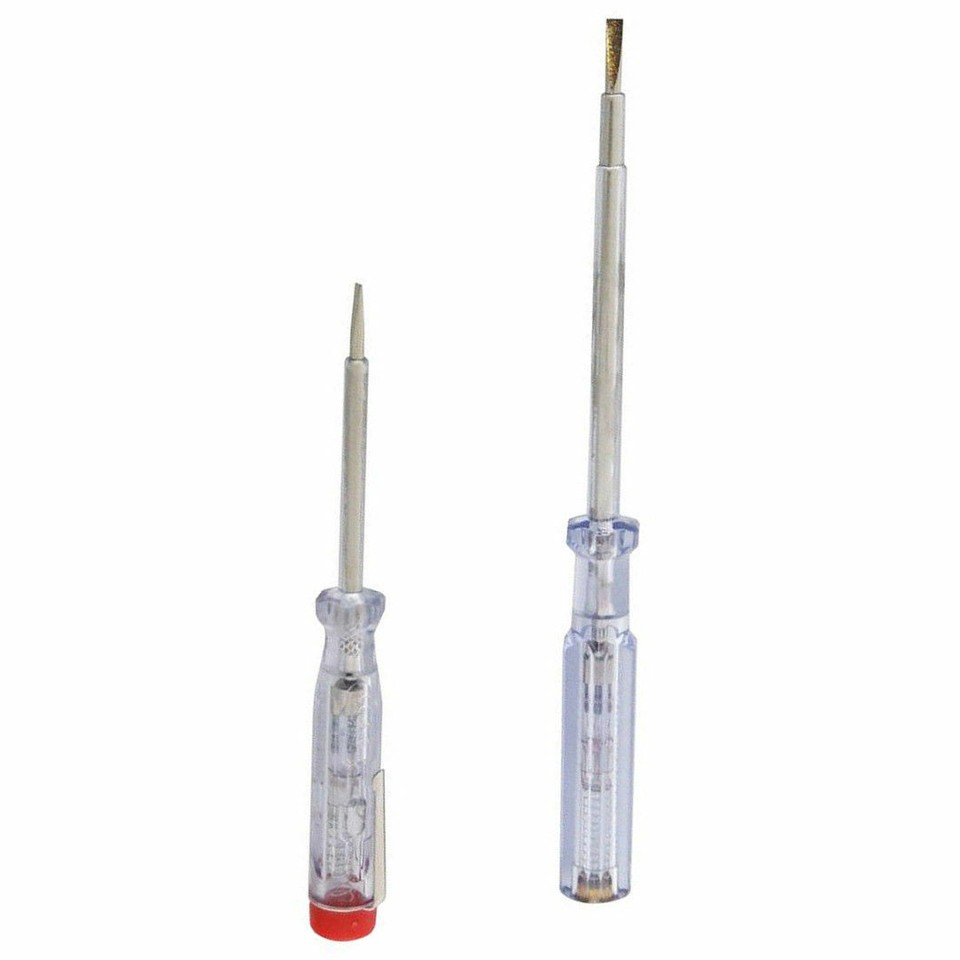 2PC ELECTRICAL MAINS VOLTAGE TESTER ELECTRICIANS INSULATED SCREWDRIVER ...