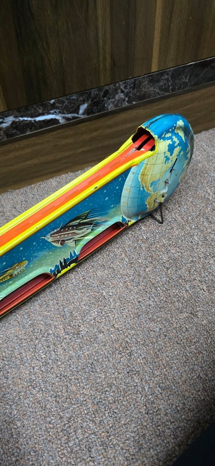 Vintage rare collectible Rocket to the Moon Technofix Tin Toy 1951 made ...