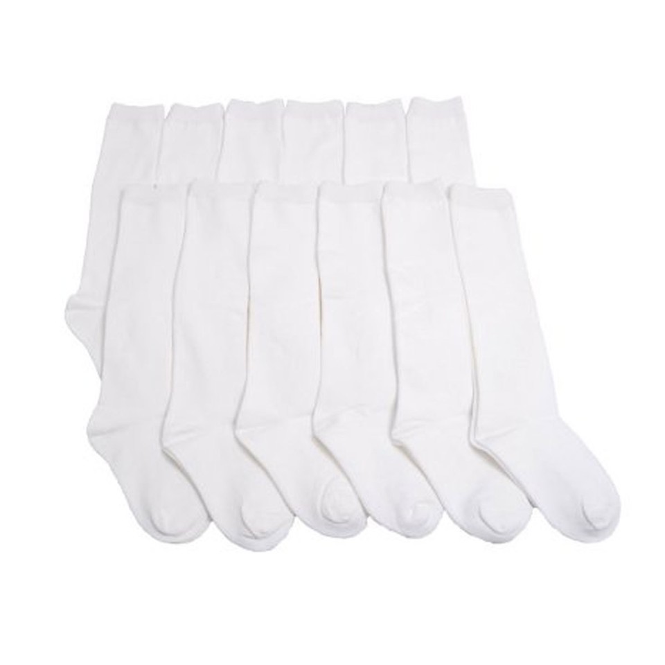 3~6 Pairs Knee High School Uniform Socks Women Girl White Navy 2-3 4-6 ...