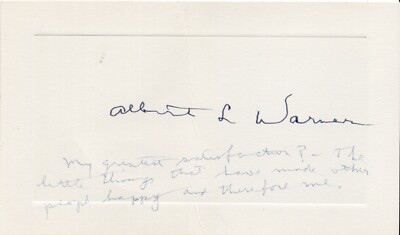 Albert L. Warner- Signed card from 1959 | eBay