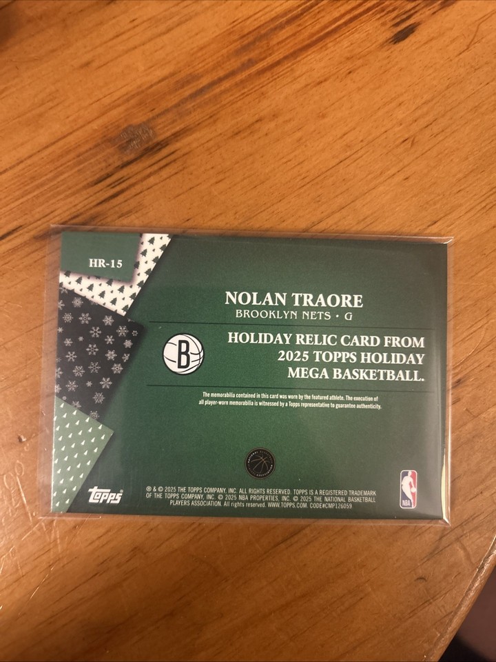 2025 Topps Holiday Nolan Traore Rookie Player Worn Patch SP #HR-15 RC ...