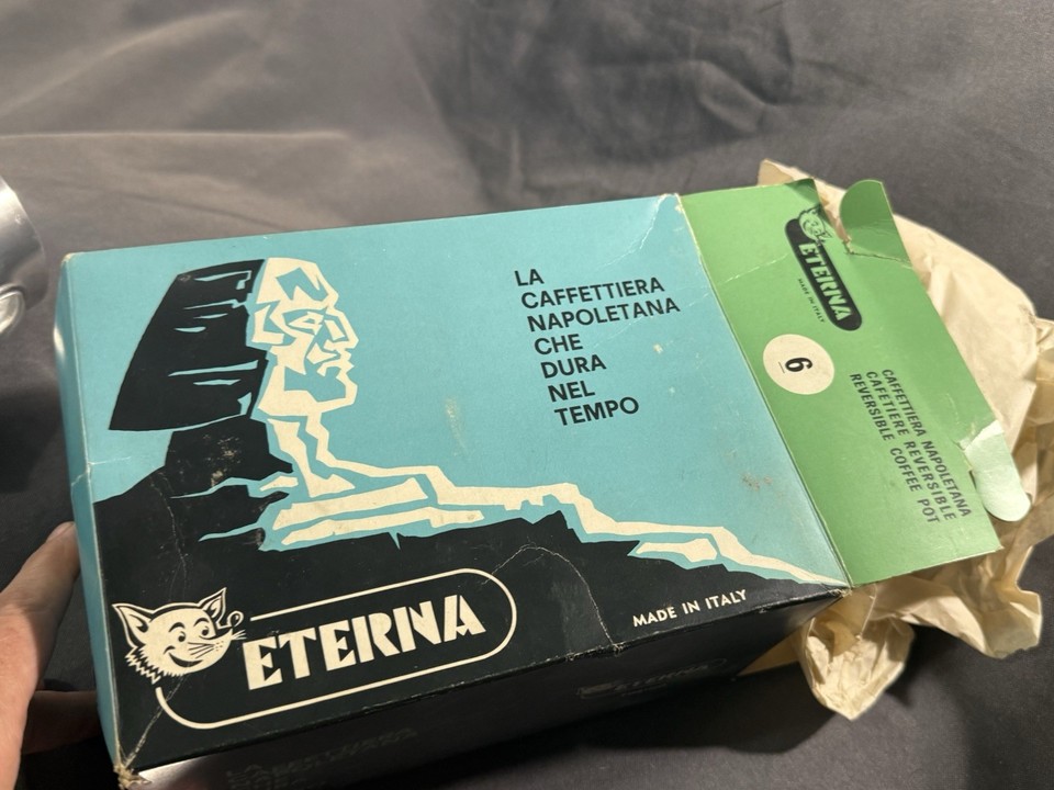 Vintage NOS Neapolitan Coffee Cuccuma Flip Pot w/ Box #6 Caffetteria ...