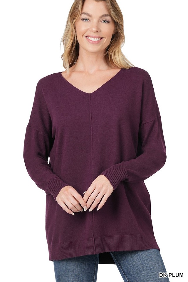 Women's V Neck Viscose Nylon Soft Medium Weight Sweater Center Seam ...