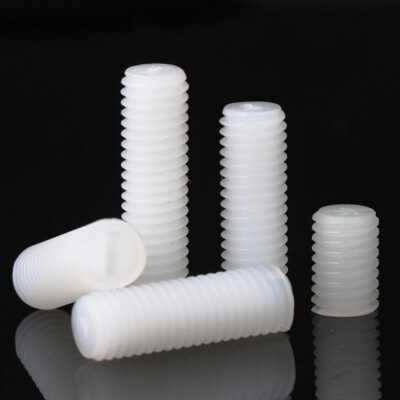 M3 M4 M5 NYLON White Plastic Slotted Headless Set Screws Grub Screw ...