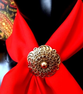 VINTAGE Scarf Ring 1960/70s ELABORATE Design Gold Tone/Work Classic ...