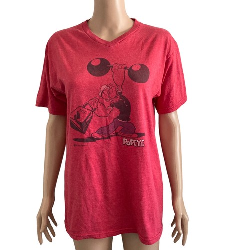 Popeye Tshirt Mens Medium Red Stretch Short Sleeve | eBay