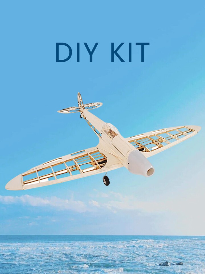WWII British Spitfire Fighter Balsa Wood Aircraft KIT RC Model Skin ...