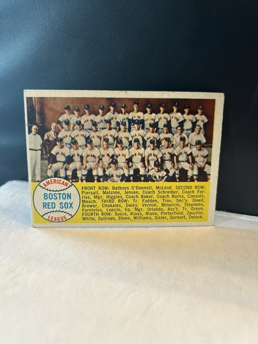 1958 topps baseball card Boston Red Sox # 312. Numerical Check List Ref ...