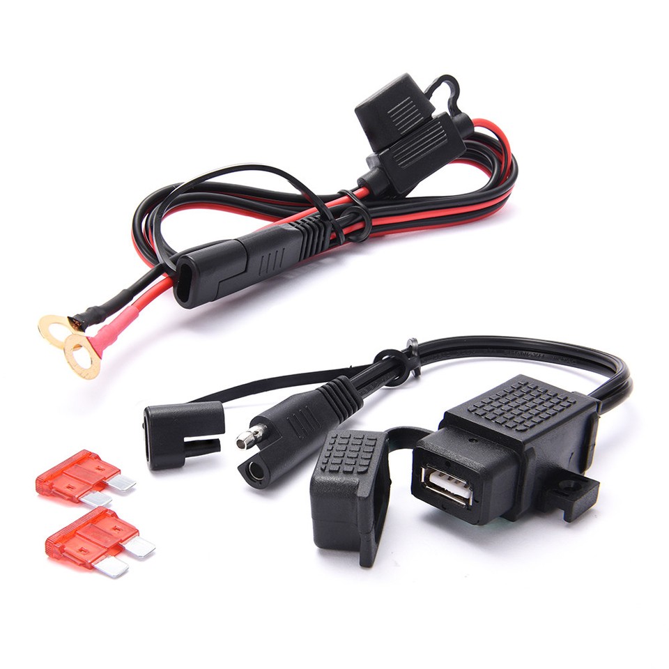 Waterproof Motorcycle SAE to USB Cable Adapter 2.1A Phone GPS USB ...
