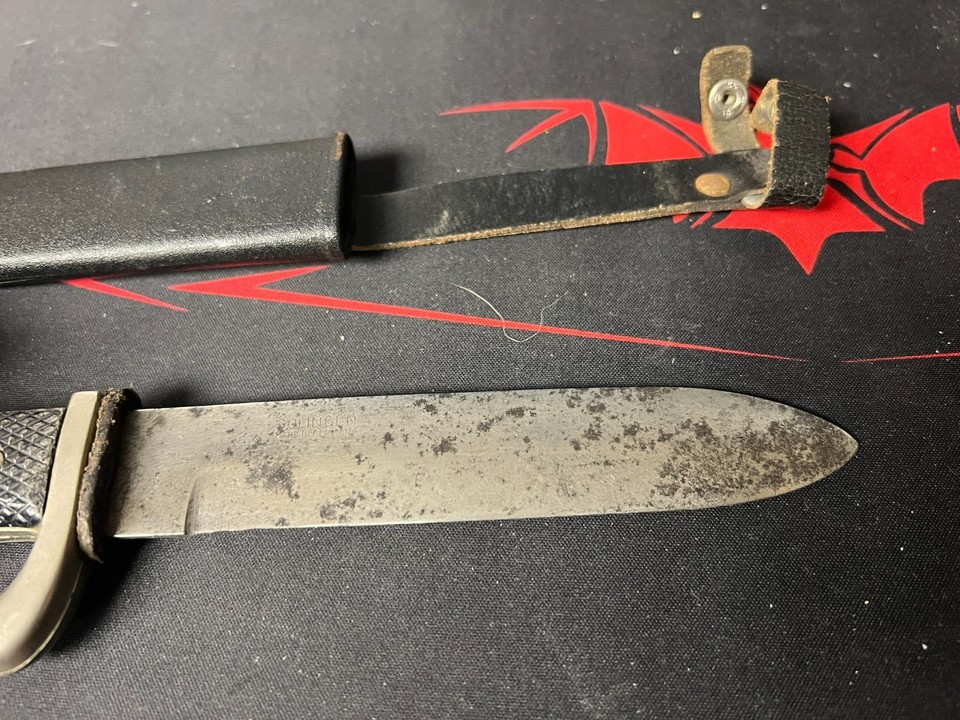 Vtg RARE Solingen Germany Dagger Scout Hunting Knife & Metal Scabbard ...