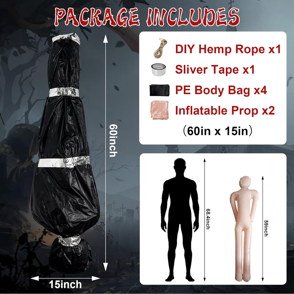 2Pack 60 Inch Hanging Corpse Dead Props Halloween Decorations,Scary ...