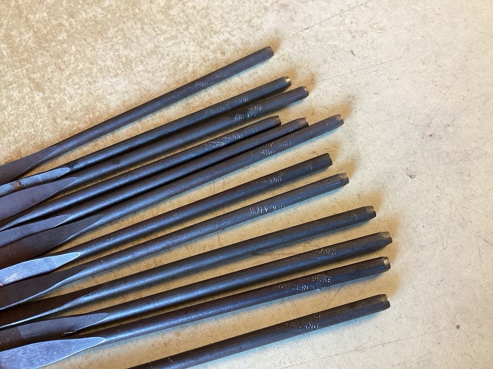 12 JEWELLER’S / WATCHMAKER’S FLAT FACED NEEDLE FILES. SWISS MADE (UMV ...