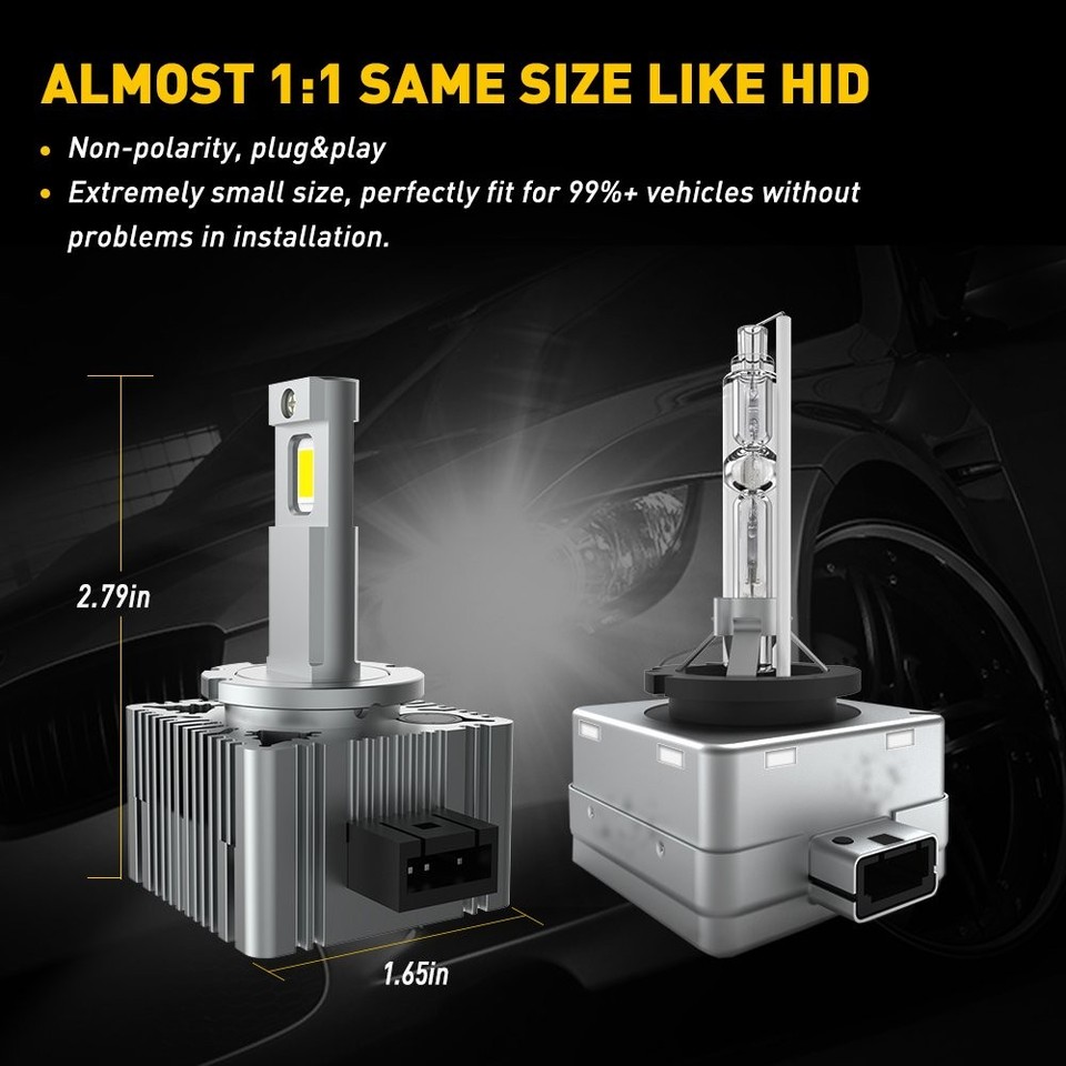 D3R D3S 6000K LED Headlights Light Bulbs Hi/Lo Beam White HID Xenon ...