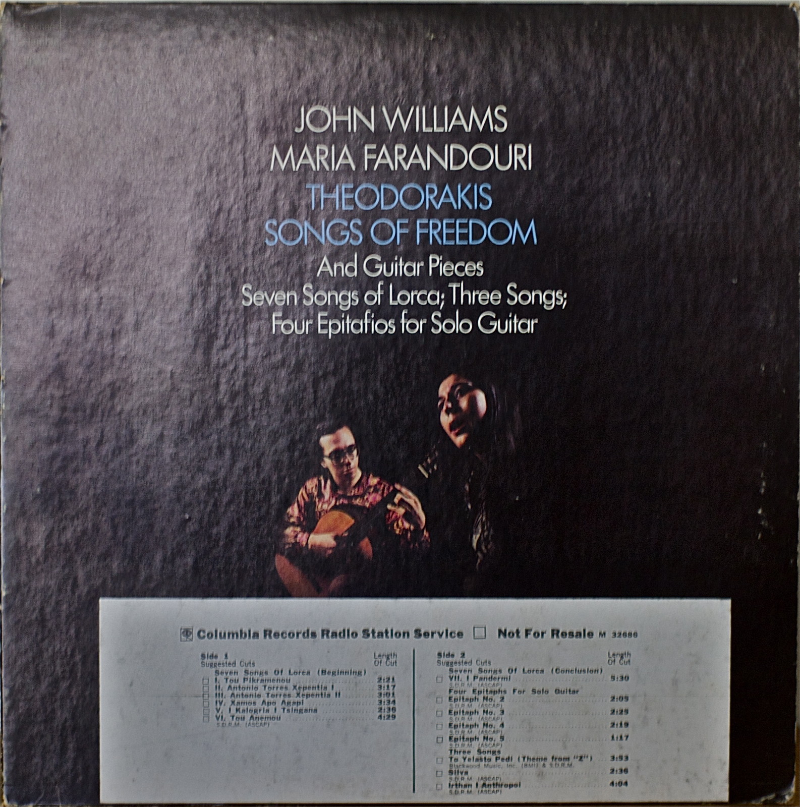 THEODORAKIS: Songs of Freedom-NM1974LP PROMO JOHN WILLIAMS/Maria ...