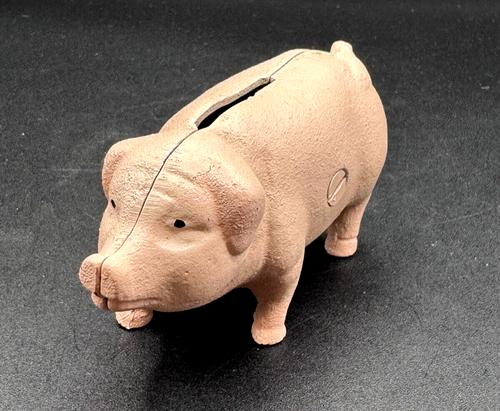 Vintage CAST IRON Piggy Bank Coin Bank Hog Pig 2.5" x 4.25" | eBay