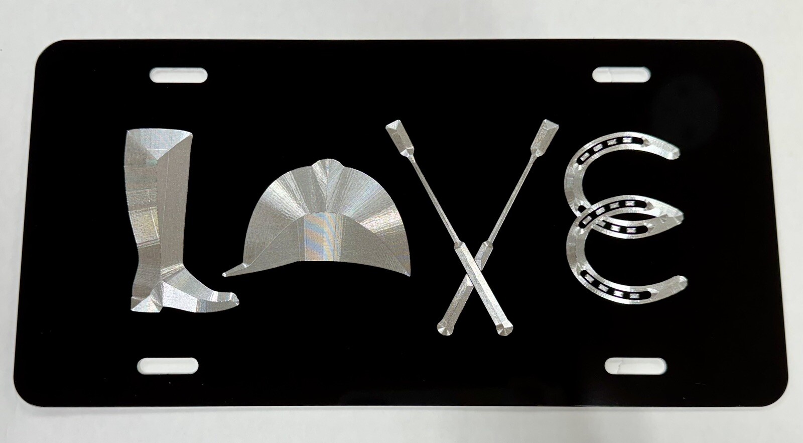 Equestrian Horse Love Car Tag Diamond Etched Engraved Aluminum License ...