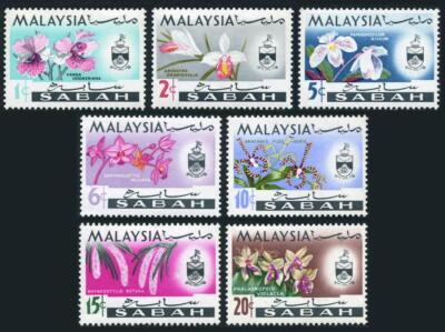 Malaysia Sabah 17-23,MNH.Michel 17-23. Orchids 1965.State Crest. | eBay
