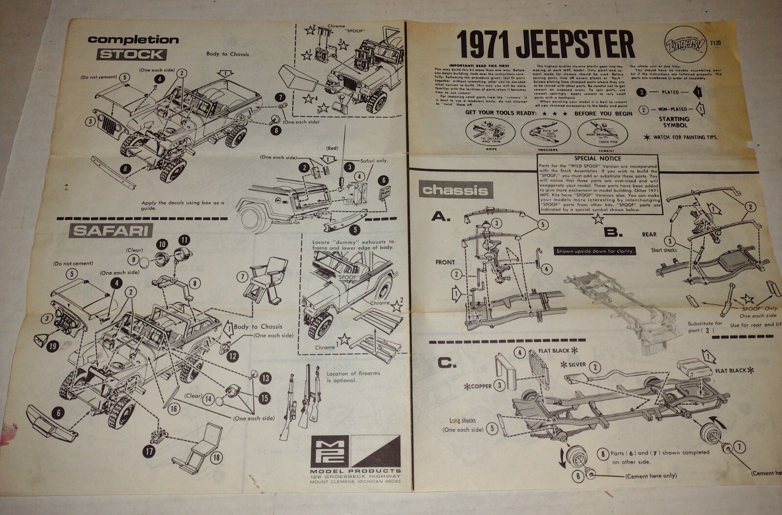 Vintage MPC 72 Jeepster Commando 1/25 model kit BOX, 1971 Instruction ...