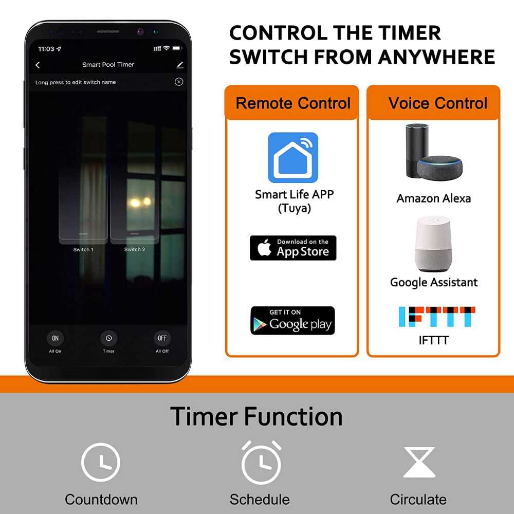 Suraielec WiFi Pool Timer, 120/277V Individual Switches Pump 40... | eBay