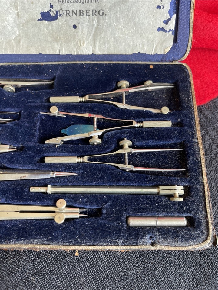 German Precision Drafting Drawing Set in Case 12 Piece - Schenner ...