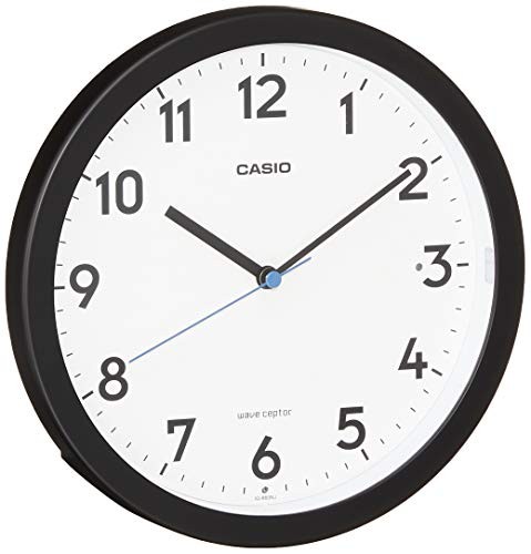 CASIO Wall Clock, Radio-Controlled Clock, Black, Analog, Automatic ...