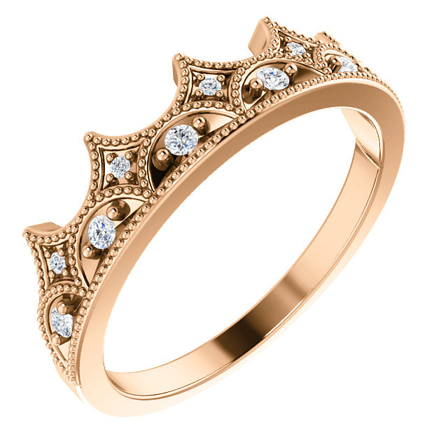 14k Rose Gold Crown Ring 1/8 CTW Diamond Size 7 Free Shipping New ...
