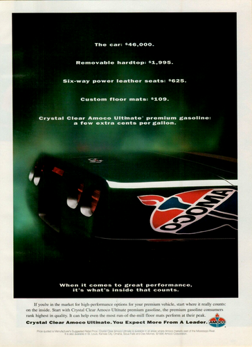 1996 Amoco Ultimate Performance Gasoline Chevy Corvette Photo Vintage ...