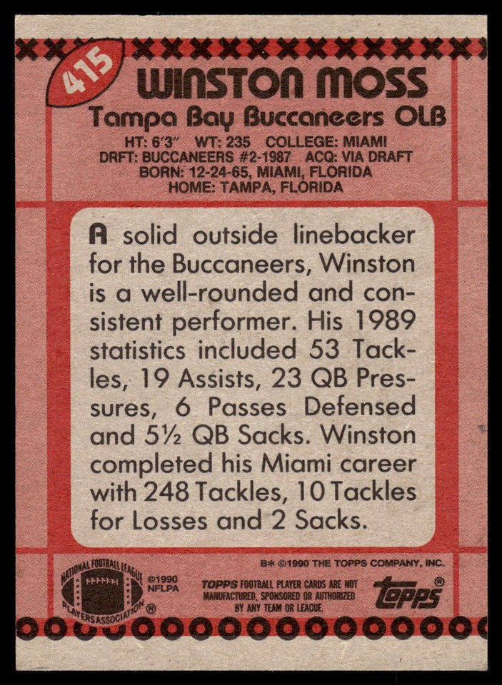 1990 Topps #415 Winston Moss See Scan | eBay