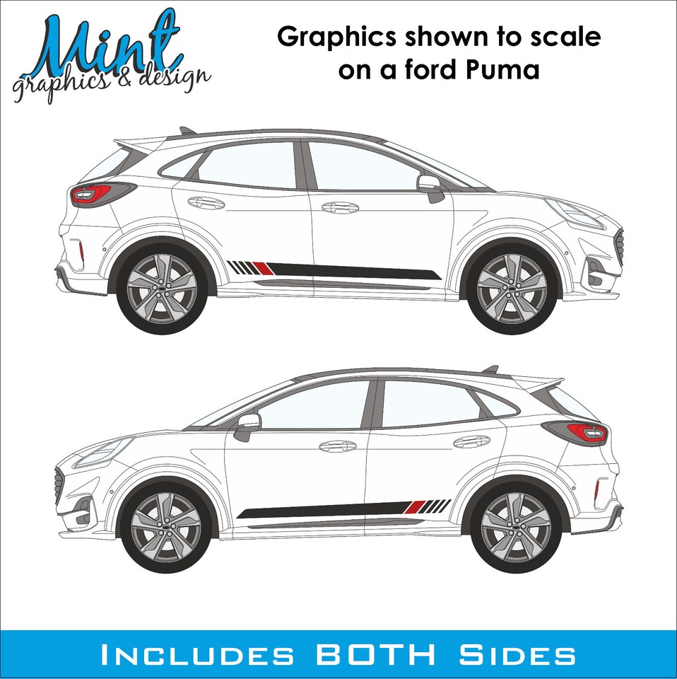 to fit FORD PUMA ST Line Side Stripes Sport Decals Stickers Graphics NO ...