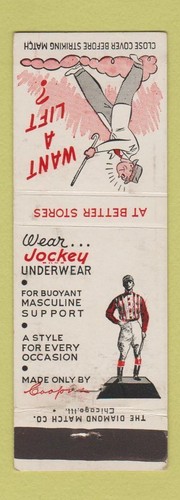 Matchbook Cover - Jockey Men's Clothes Underwear Johnson's Mullen NE | eBay