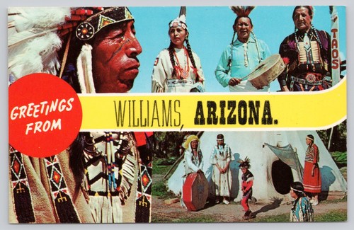 Greetings From Williams Arizona Native Americans Indians Postcard | eBay