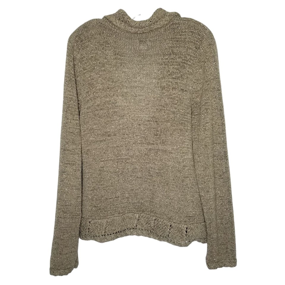 Chico's 2 Size L Cardigan Metallic Button Front Knit Sweater Blazer ...
