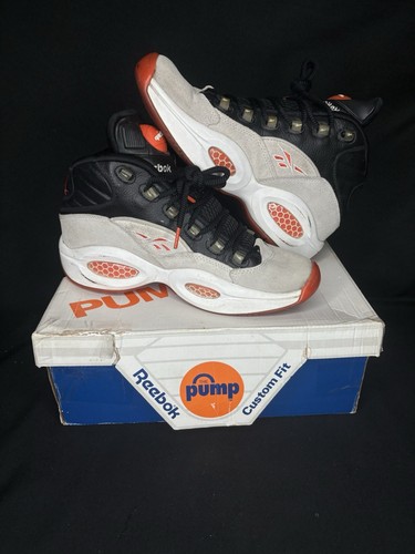 Size 9.5 Men Reebok Pump Question Black M44090 Steel Orange Allen ...