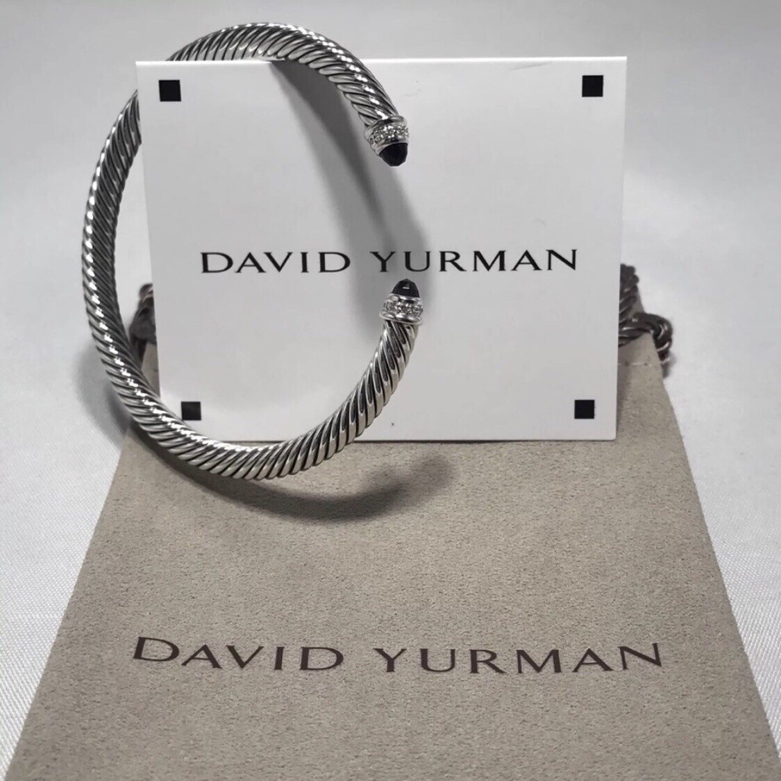 David Yurman Cable Classics Black Onyx and Diamonds 5… - Gem