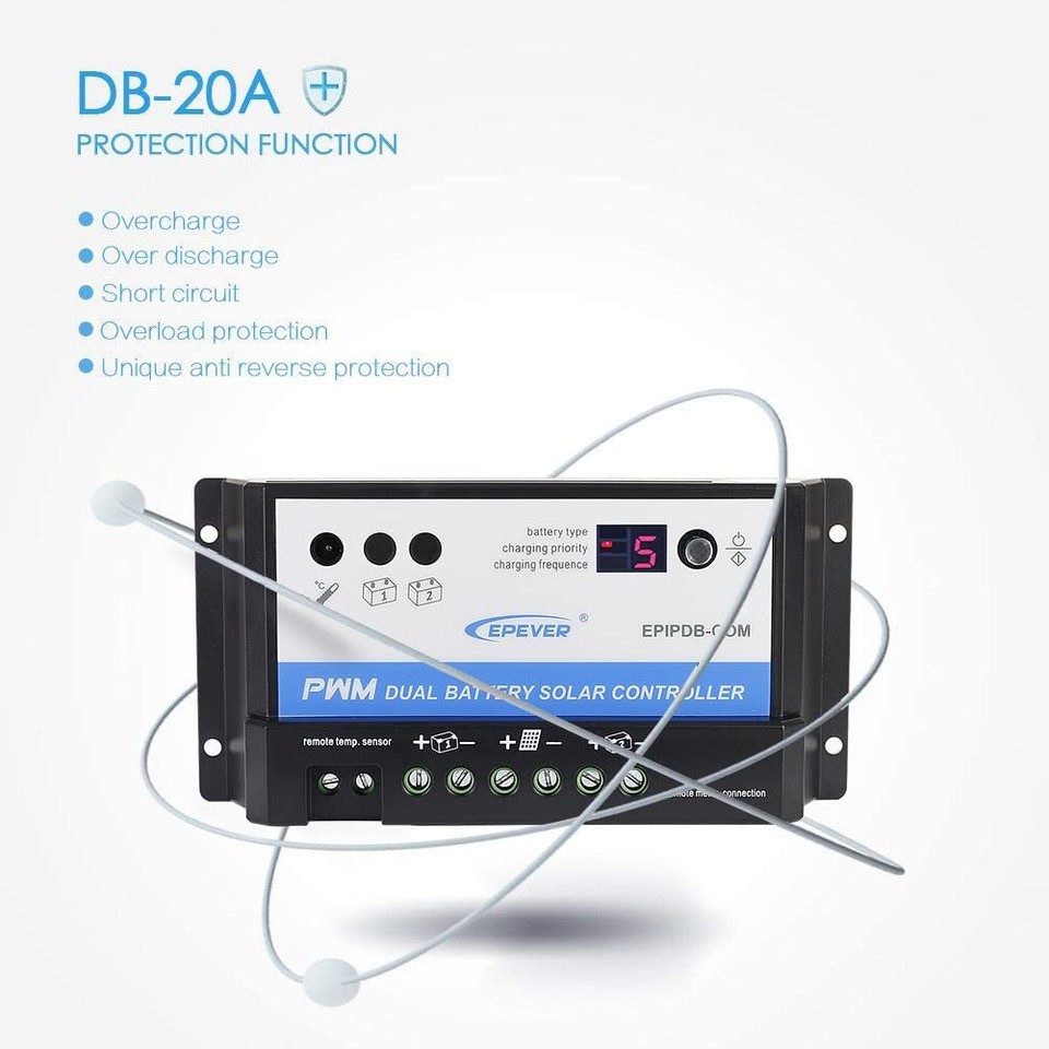 Dual Battery Solar Charge Controller 20a 12v 24v Duobattery Solar ...