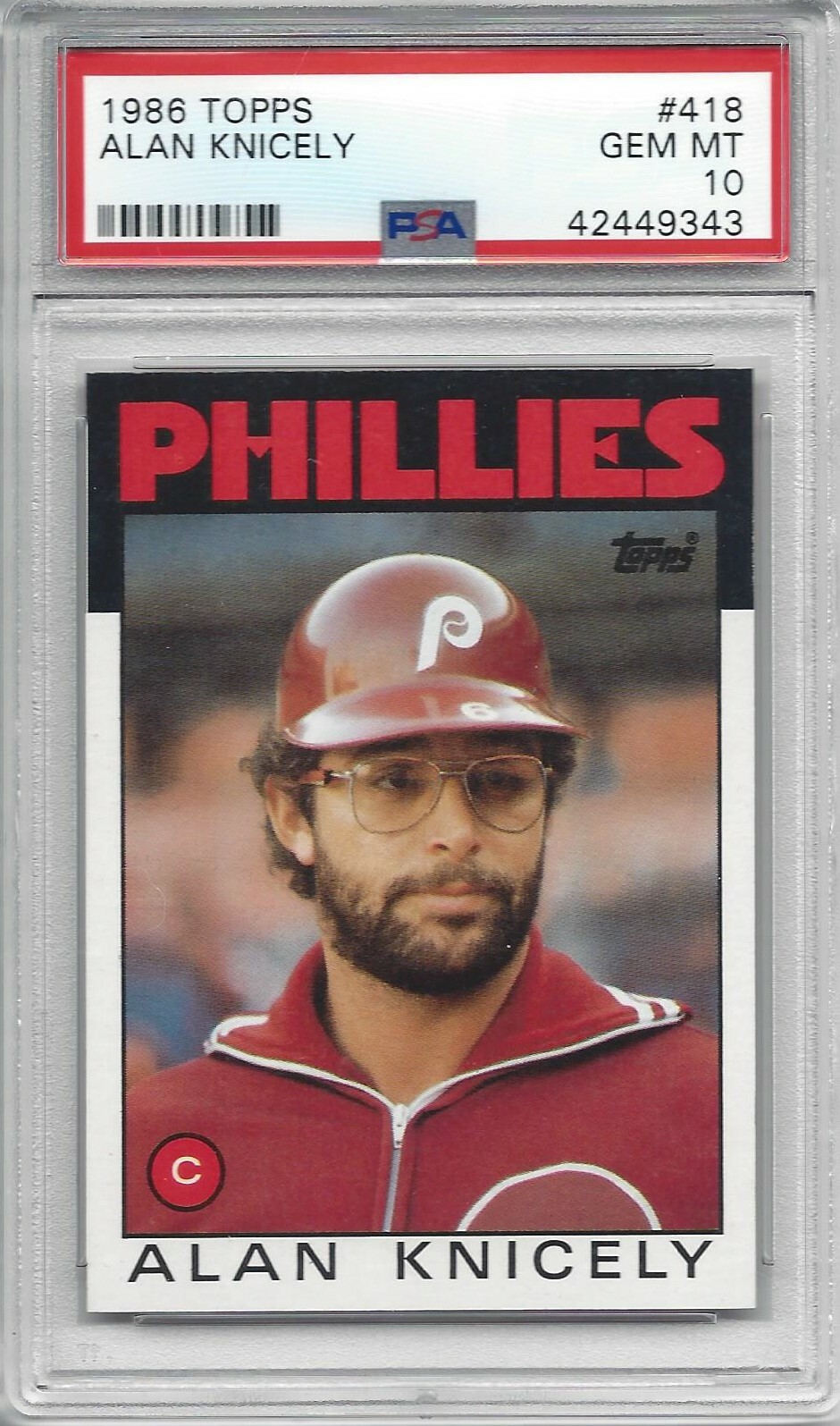 1986 Topps #418 Alan KNICELY - PSA 10+++ Phillies | eBay