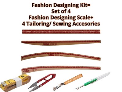 SET OF 8 Fashion Designing Scale Kit Tailoring Accessories Trimmer seam ...