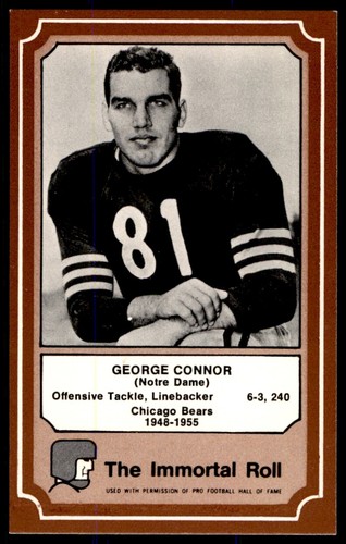 1975 FLEER FOOTBALL CARDS IMMORTAL ROLL GEORGE CONNOR CHICAGO BEARS ...